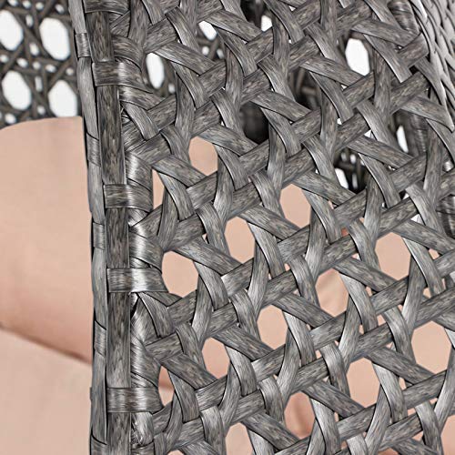 Island Gale® Luxury 2 Person Wicker Swing Chair ((2 Person) X-Large-Plus, Charcoal Rattan/Latte Cushion)