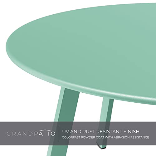 Grand Patio Round Steel Patio Coffee Table, Weather Resistant Outdoor Large Side Table, Mint Greenā¦