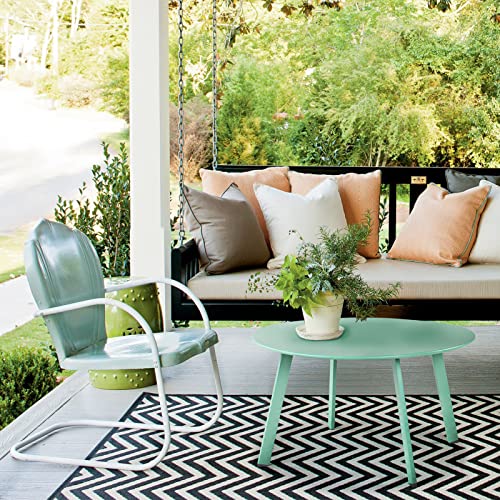 Grand Patio Round Steel Patio Coffee Table, Weather Resistant Outdoor Large Side Table, Mint Greenā¦