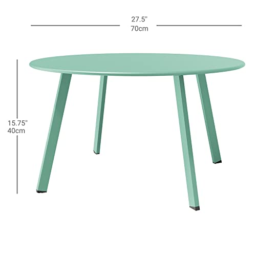 Grand Patio Round Steel Patio Coffee Table, Weather Resistant Outdoor Large Side Table, Mint Greenā¦