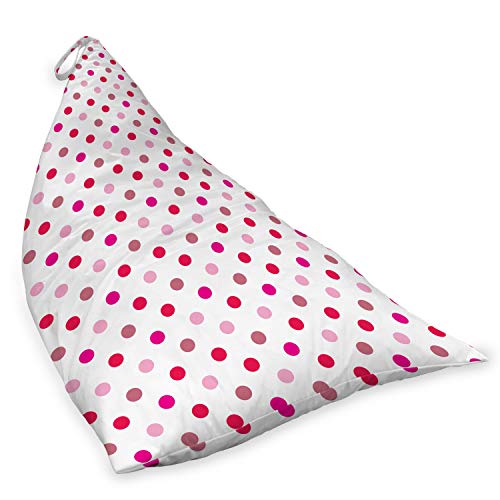 Lunarable Polka Dots Lounger Chair Bag, Polka Dots Pattern Consisting of an Array of Filled Circles Pop Art, High Capacity Storage with Handle Container, Lounger Size, Pale Pink Fuchsia White