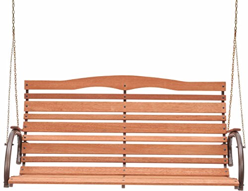 Woodlawn&Home Hardwood Porch Swing with Chains in Bronze Finish, 300013