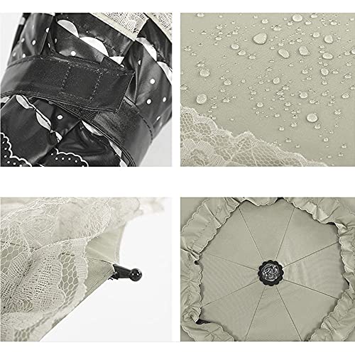 WANLIAN Princess Lace Ultraviolet-Proof Triple Folding Umbrella Dome used for ParasolDecorations Photoshoot Props.(Rice white)