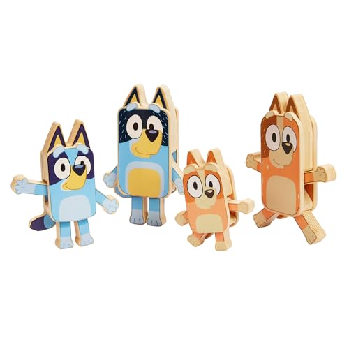 Bluey Wooden Character Figures β 4 Colorful Wooden Figures β FSC Certified for Children 3 Years and Up