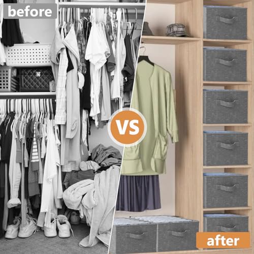 Jeans & Pants Organizer - Foldable Closet Storage with Handles, 4 Pack (2 x 6-Grids + 2 x 7-Grids) for Jeans, Pants, Thin Coat, Jackets