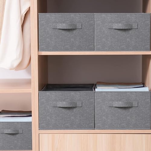 Jeans & Pants Organizer - Foldable Closet Storage with Handles, 4 Pack (2 x 6-Grids + 2 x 7-Grids) for Jeans, Pants, Thin Coat, Jackets