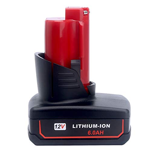 ELEFLY 2 Pack M12 6.0Ah Replacement for Milwaukee M12 12V Lithium Battery 48-11-2460 48-11-2411 48-11-2401 48-11-2402 48-11-2440, Compatible with Milwaukee 12-Volt M12 Cordless Tools