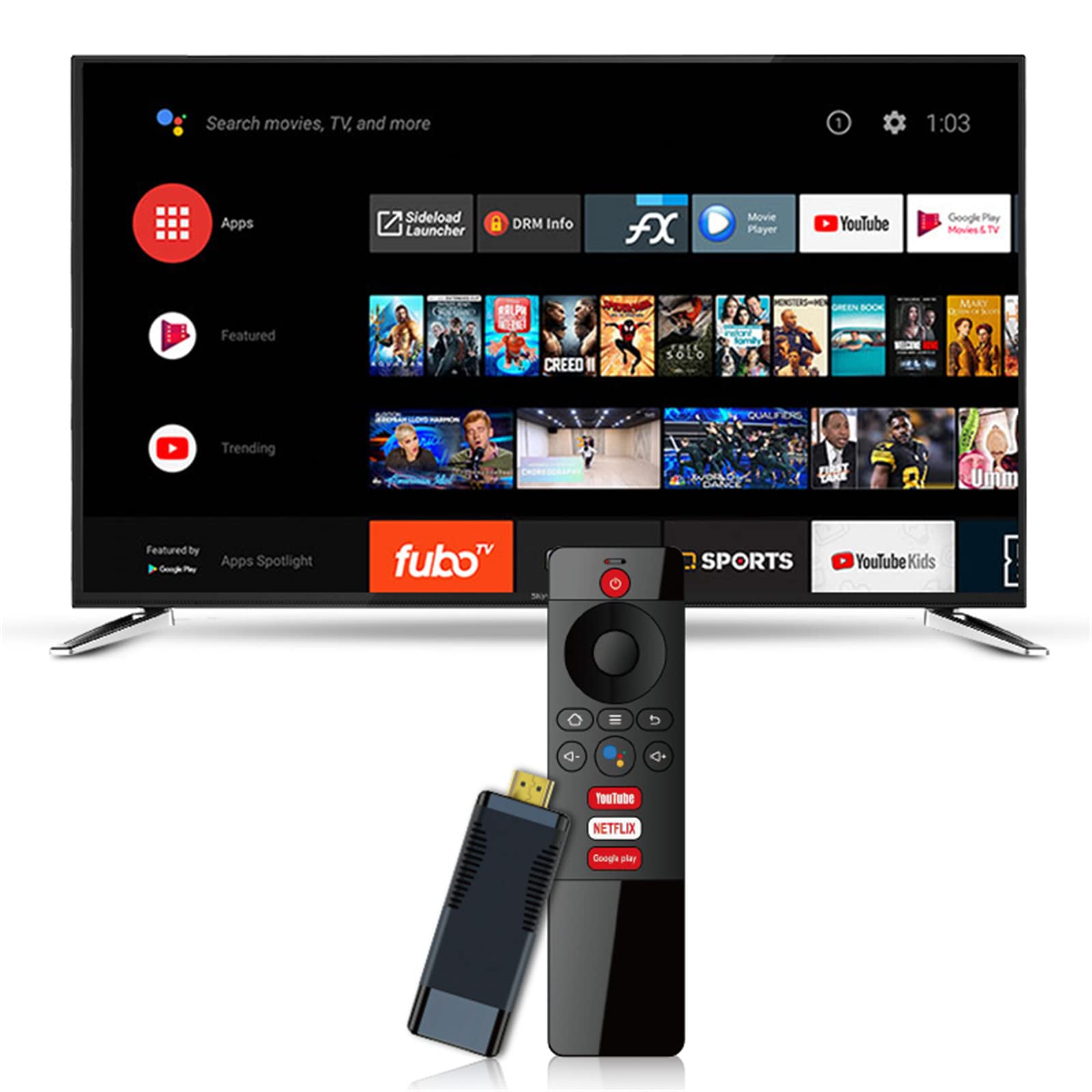 Smart TV Stick S96 Stick Android TV Box AllWinner H313 2.4G/5G WiFi Android 10.0 Top Box Bluetooth Voice Remote Control fire Stick tv 4k (2GB+16GB)