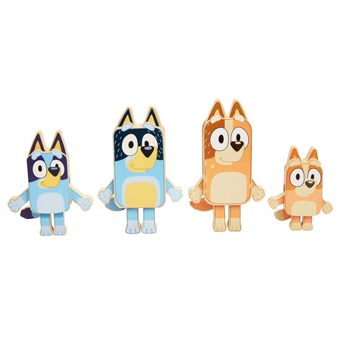 Bluey Wooden Character Figures β 4 Colorful Wooden Figures β FSC Certified for Children 3 Years and Up