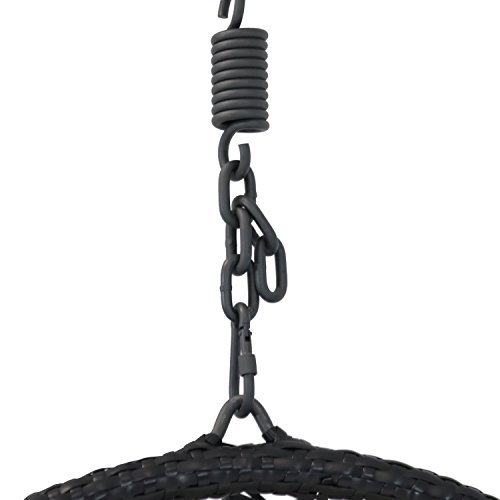 Sunnydaze Cordelia Hanging Egg Chair - Resin Wicker - Outdoor Large Basket Design Patio Lounge Chair - All-Weather Construction - Includes Gray Cushion and Headrest