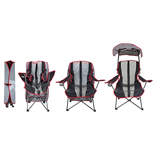 Kelsyus Premium Canopy Foldable Portable Outdoor Lawn Chair with Arm Rest, Cup Holder, and 50+ UPF Sun Protection Canopy, Red or Black