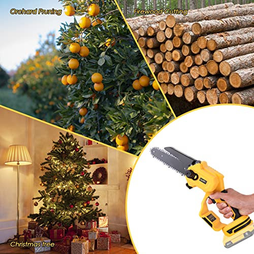 Mellif Mini Chainsaw 6-Inch for Dewalt 20V MAX Battery, Cordless Power Chain Saw with Security Lock, Brushless Handheld Electric Chainsaw for Wood Cutting Tree Trimming (Battery Not Included)