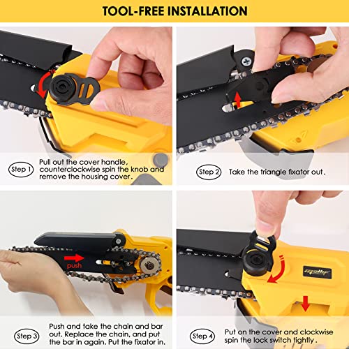 Mellif Mini Chainsaw 6-Inch for Dewalt 20V MAX Battery, Cordless Power Chain Saw with Security Lock, Brushless Handheld Electric Chainsaw for Wood Cutting Tree Trimming (Battery Not Included)