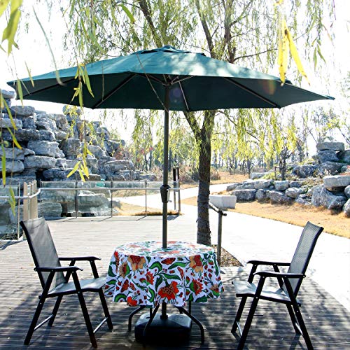 EHouseHome Outdoor and Indoor 60inch Round Tablecloth with Umbrella Hole and Zipper, Waterproof Zippered Patio Table Cloths, Spring/Summer Table Covers for Backyard Circular Table/BBQs/Picnic