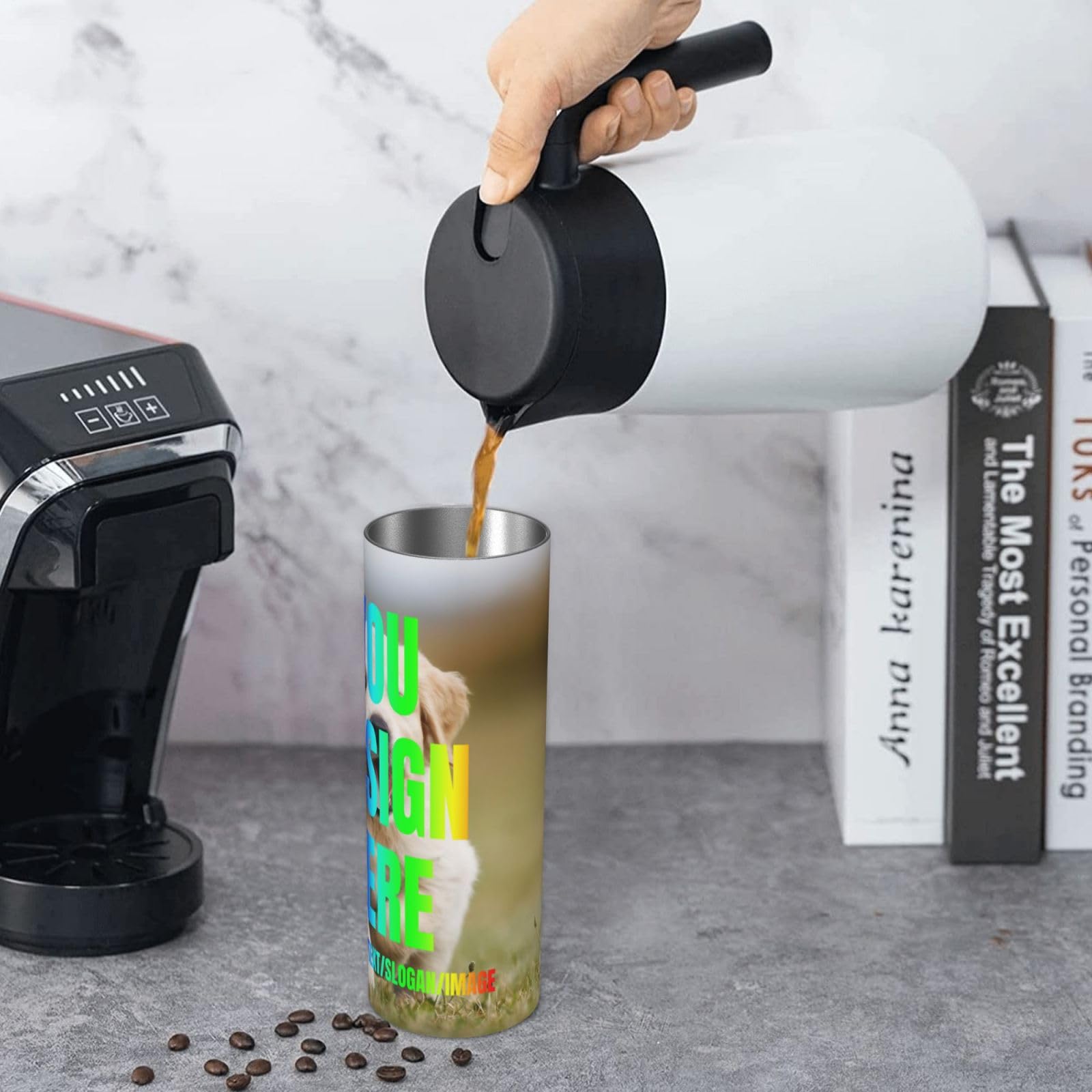 Custom Tumblers Cup with Lid Straw, Personalized Text Photo 20 oz Stainless Steel Insulated Coffee Mug Ice Cup Customized Double Wall Vacuum Travel Mug Water Cup for Home Office