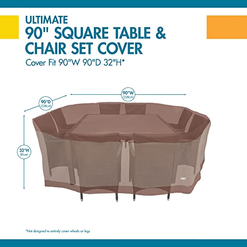 Duck Covers Ultimate Waterproof Square Patio Table & Chair Set Cover, 90 Inch