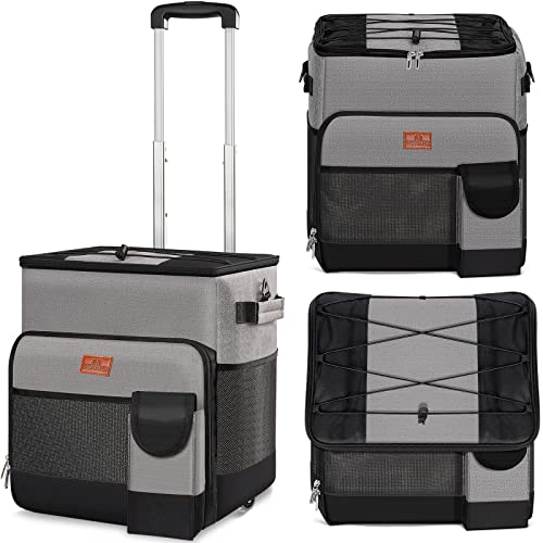 Cooler with Wheels 35 Can Collapsible Rolling Cooler Soft Insulated Roller Cooler Portable Leak Proof Cooler Bag with Wheels and Handle for Camping Hiking BBQ Summer Beach Travel Outdoor Activities
