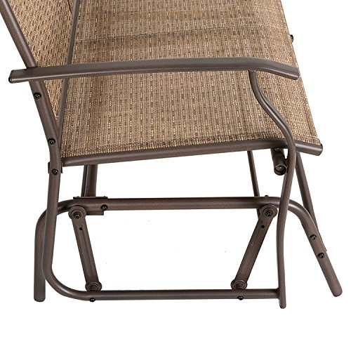 Marble Field Patio Swing Glider Bench for 2 Person, Garden Rocking Loveseat Chair, Rattan Resin Wicker Brown