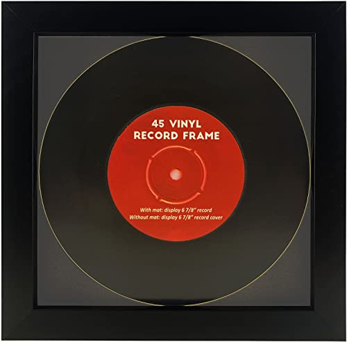 2 Pack, 45 Single 6 7/8" Vinyl Record Frame, Display 45 rpm Vinyl Record with Mat or 7" 45 rpm Vinyl Sleeve Art without mat, Wall & Tabletop Display