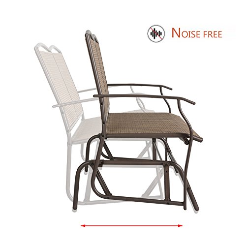 Marble Field Patio Swing Glider Bench for 2 Person, Garden Rocking Loveseat Chair, Rattan Resin Wicker Brown