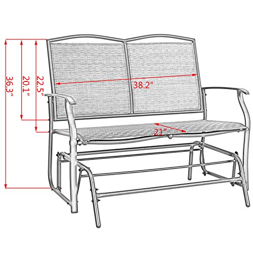 Marble Field Patio Swing Glider Bench for 2 Person, Garden Rocking Loveseat Chair, Rattan Resin Wicker Brown
