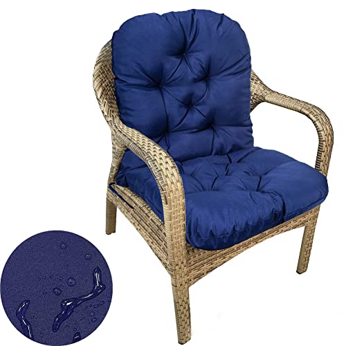 BOOMSHY Waterproof U-Shape Patio Chair Cushions Tufted Seat Cushions Replacement Seat Cushion for Rocking Chair Backyard Couch Sofa (Navy, 2)