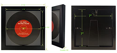 2 Pack, 45 Single 6 7/8" Vinyl Record Frame, Display 45 rpm Vinyl Record with Mat or 7" 45 rpm Vinyl Sleeve Art without mat, Wall & Tabletop Display