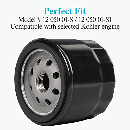 HOODELL 2 Pack 12 050 01-S Oil Filter Fits Kohler Engine Lawn Mower, Troy Bilt Bronco 12 050 01, Professional 1205001-S 12 050 01-S1 Oil Filter
