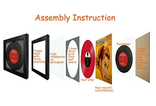 2 Pack, 45 Single 6 7/8" Vinyl Record Frame, Display 45 rpm Vinyl Record with Mat or 7" 45 rpm Vinyl Sleeve Art without mat, Wall & Tabletop Display