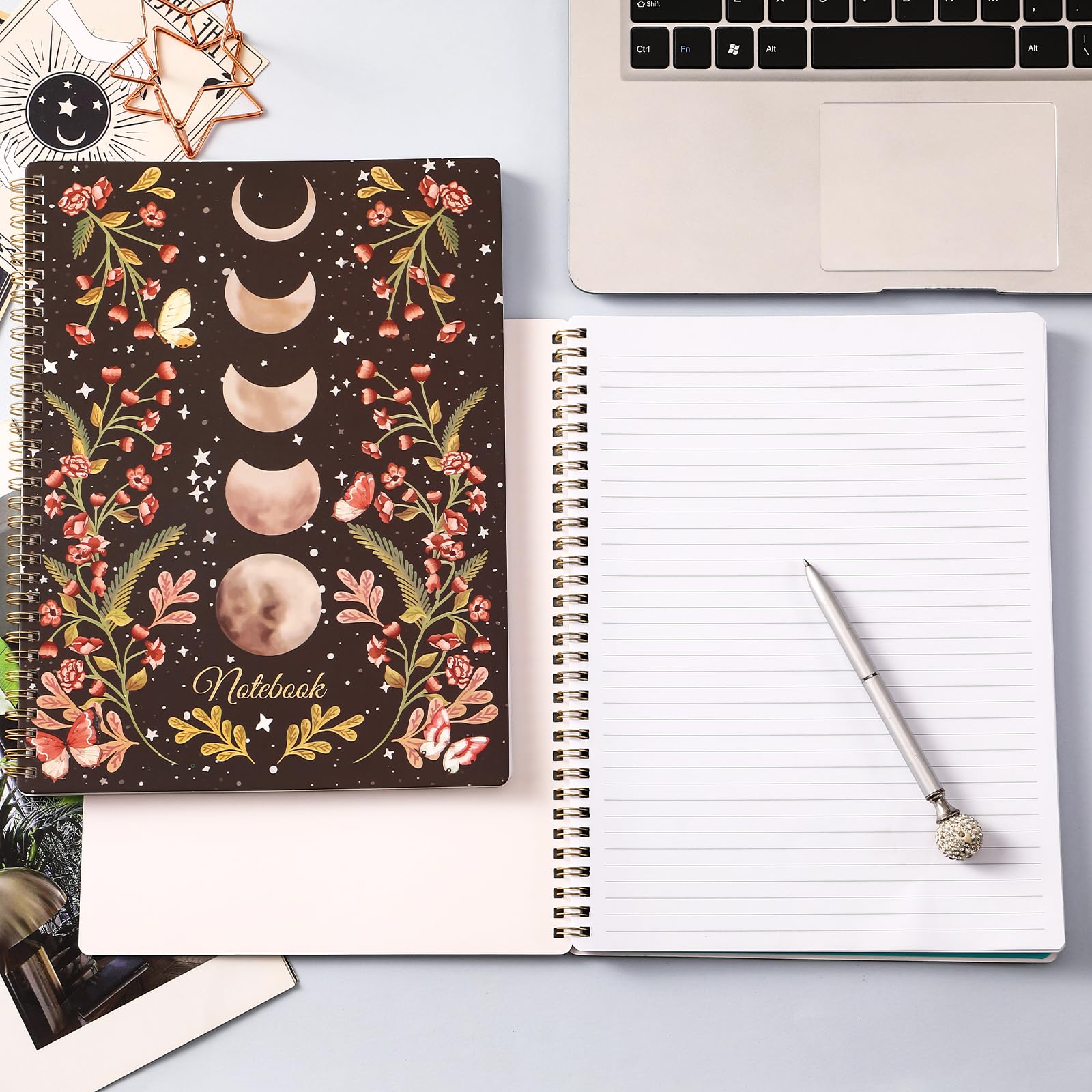Spiral Notebook - Notebooks Spiral Bound with Back Pocket, Lined Journal Notebook, Spiral Journal for Women, 8.5" x 11", 144 Pages, College Ruled Writing Notebook, 100gsm Paper, for Office & School