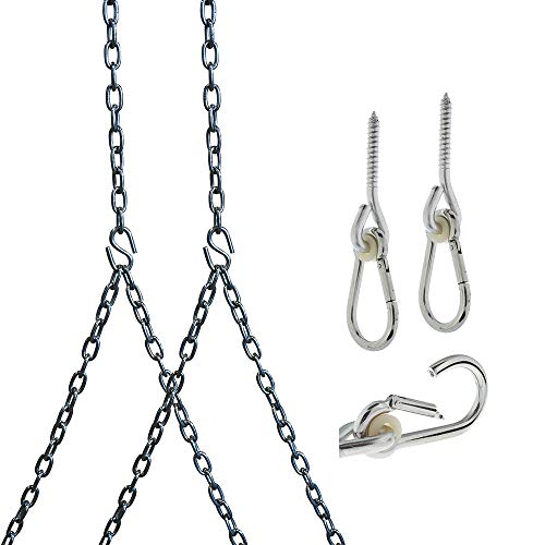 Barn-Shed-Play Heavy Duty 700 Lb Stainless Steel Porch Swing Hanging Chain Kit (8 Foot Ceiling)