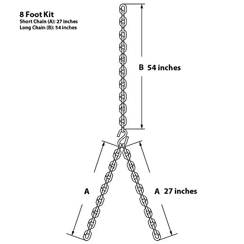 Barn-Shed-Play Heavy Duty 700 Lb Stainless Steel Porch Swing Hanging Chain Kit (8 Foot Ceiling)
