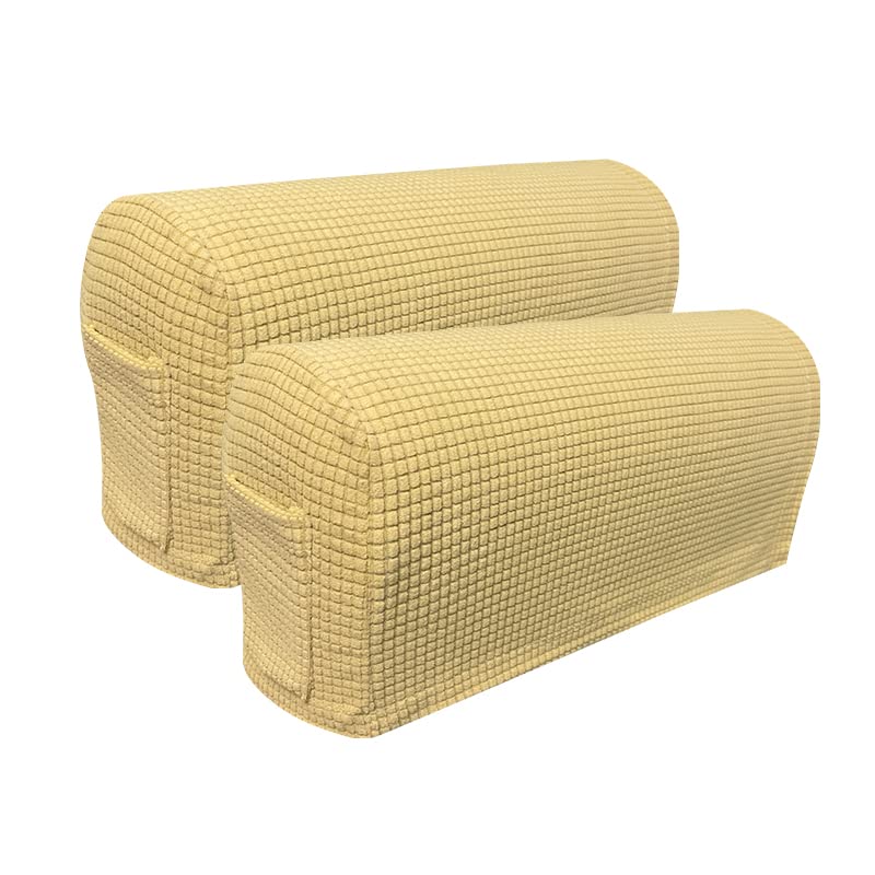 BADASS SHARKS Stretch Armrest Covers Couch Arm Covers Pocket Set for Chairs Couch Sofa Armchair Slipcovers for Recliner Sofa with Twist Pins 2pcs (Beige)