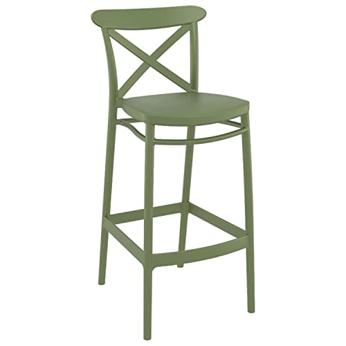 Compamia Cross Indoor Outdoor Bar Stool Olive Green (Set of 2)