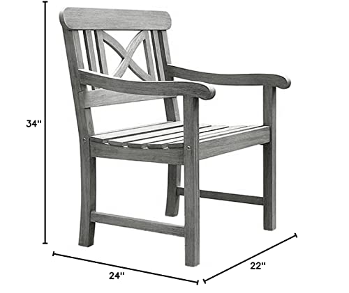 Vifah V1298 Renaissance Outdoor Hand-Scraped Hardwood Armchair