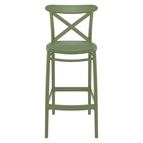 Compamia Cross Indoor Outdoor Bar Stool Olive Green (Set of 2)