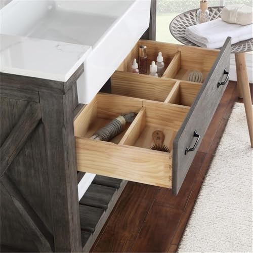 VINNOVA Villareal 36" Single Bath Vanity in Classical Gray with White Farmhouse Basin