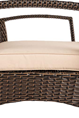 Patio Sense 62776 Bondi Armchair All Weather Lightweight & Durable Outdoor Seating Wicker Low Maintenance Khaki Cushion Included - Mocha