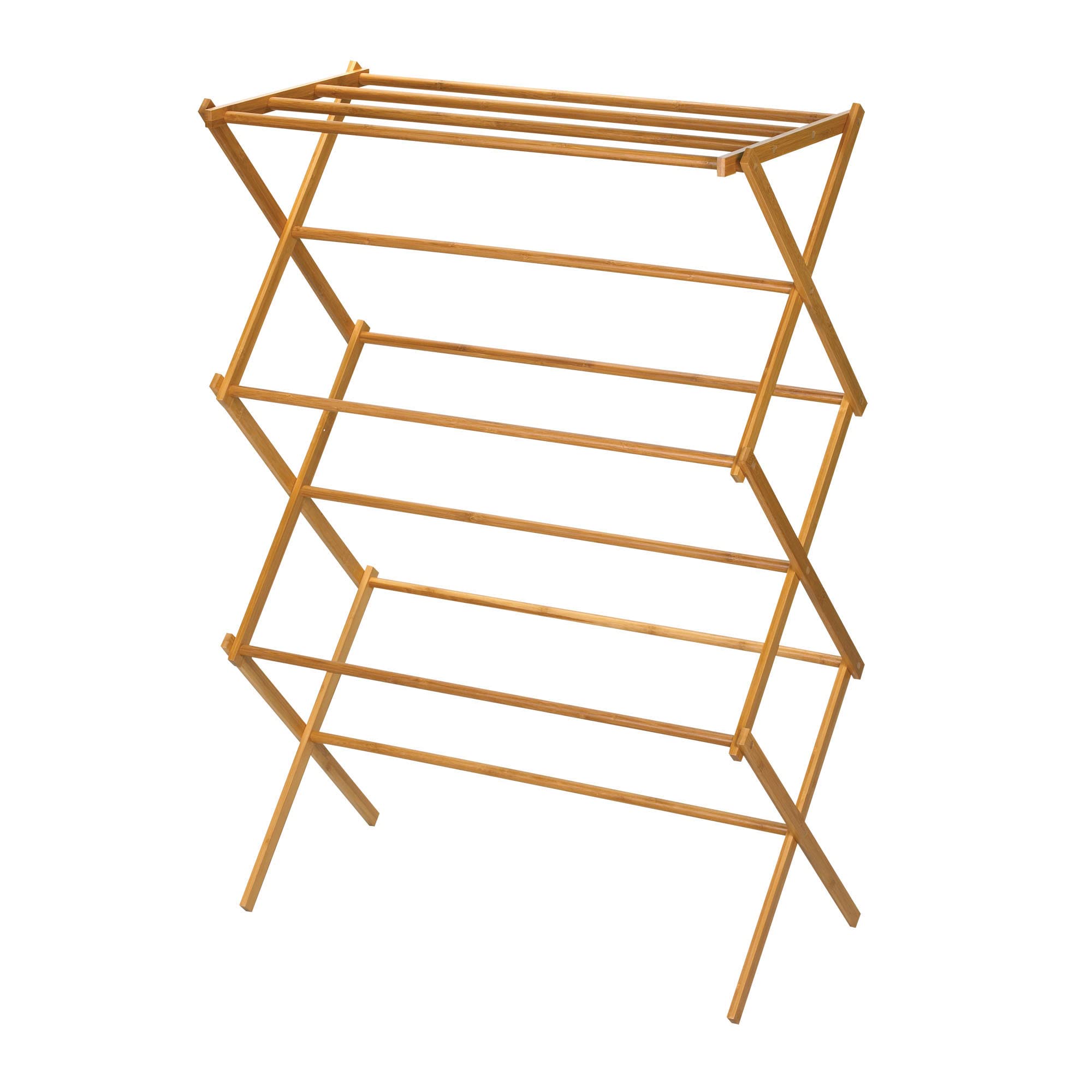Household Essentials 6524 Tall Indoor Folding Wooden Clothes Drying Rack | Dry Laundry and Hang Clothes | Bamboo
