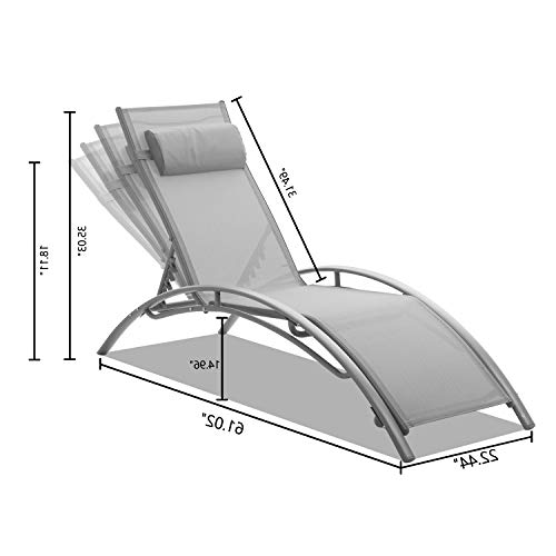2 PC Outdoor Patio Adjustable Chaise Lounge Set,Backrest Sun Recliner Chair Lounger with Lightweight Frame for Beach Pool and Yard