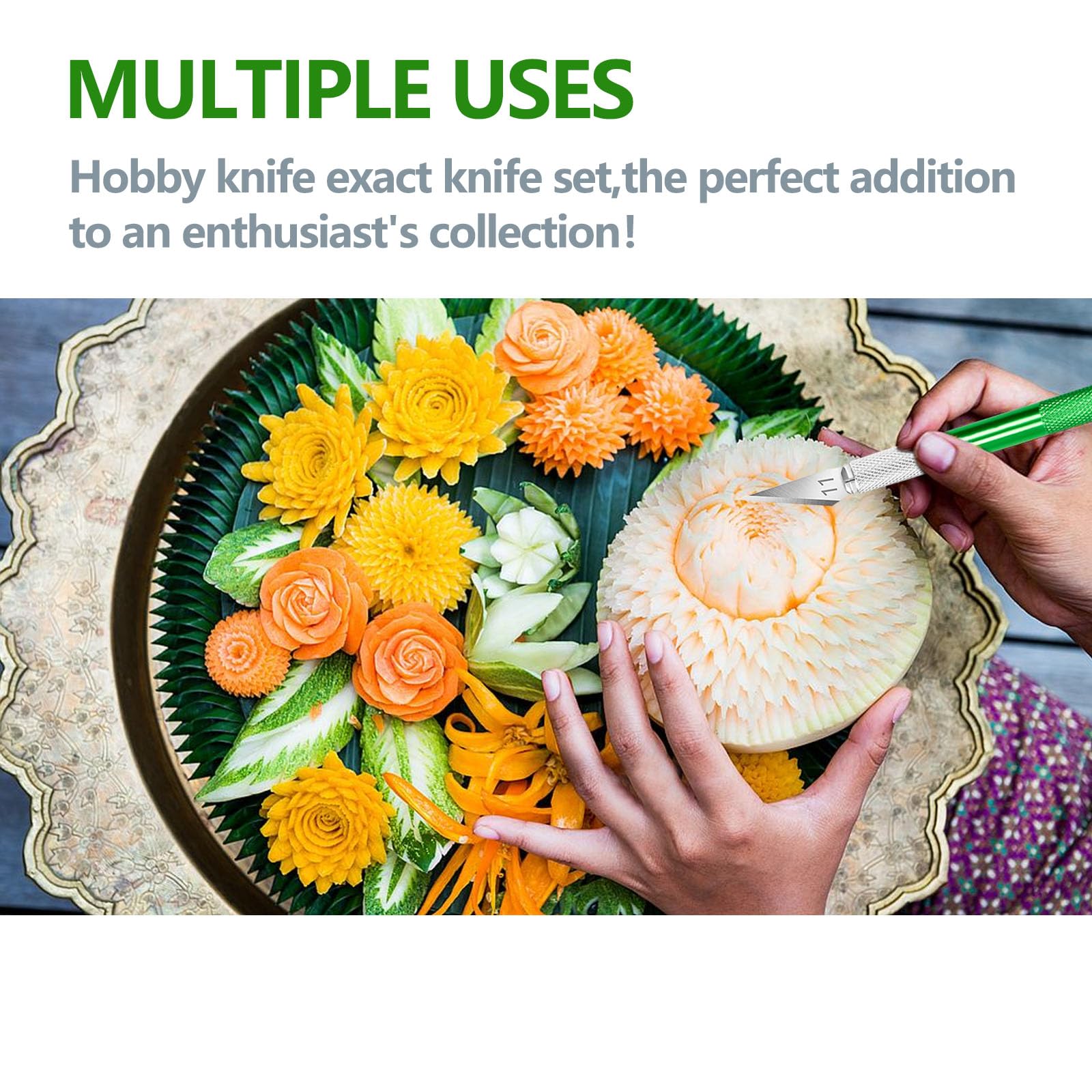 Baijuyi Exacto Knife Craft Knife, Stainless Steel Hobby Knife Set with 3 Exacto Knives+90 pcs Exacto Knife Blades for Precision Carving, DIY, Art, Cutting, Scrapbooking,Stencil.