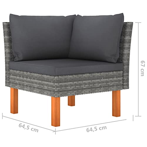 4-Seater Patio Sofa with Cushion | 4 Piece Garden Sofa | Outdoor Patio Couch | Rattan Bench Couch for Outside Balcony, Deck, Porch, Backyard and Poolside | Anthracite Cushion and Gray Poly Rattan