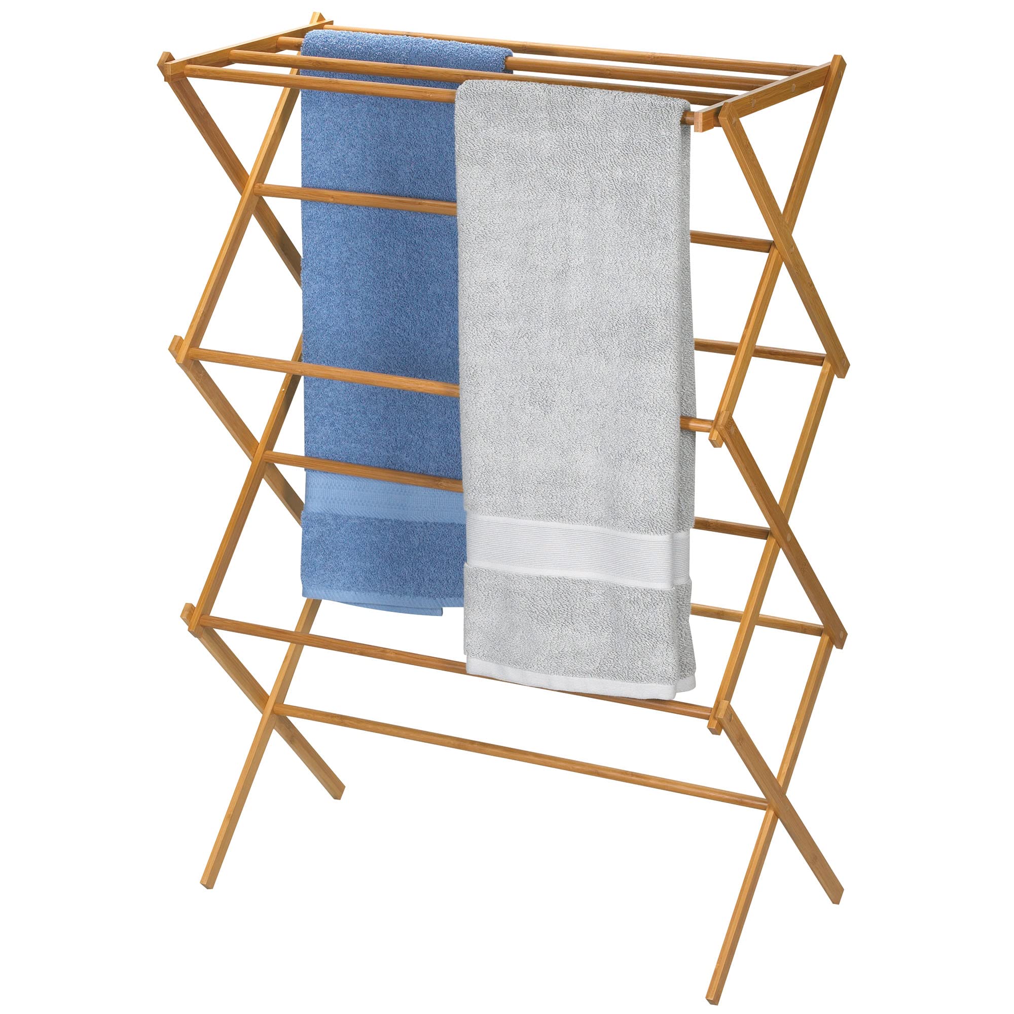 Household Essentials 6524 Tall Indoor Folding Wooden Clothes Drying Rack | Dry Laundry and Hang Clothes | Bamboo