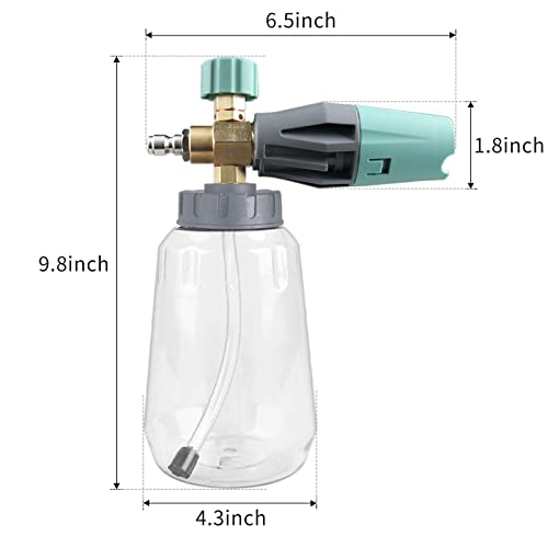 Sooprinse Foam Cannon, Adjustable Snow Foam Lance Transparent Body, Professional Car Foam Blaster with 1/4 Inch Quick Connector, 4000 PSI, 1L