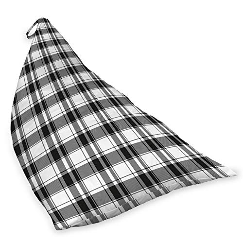 Lunarable Geometric Lounger Chair Bag, Traditional Illustration in Tartan Checkered Pattern, High Capacity Storage with Handle Container, Lounger Size, Pale Taupe Charcoal Grey