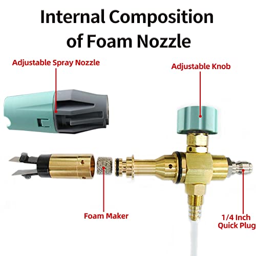Sooprinse Foam Cannon, Adjustable Snow Foam Lance Transparent Body, Professional Car Foam Blaster with 1/4 Inch Quick Connector, 4000 PSI, 1L