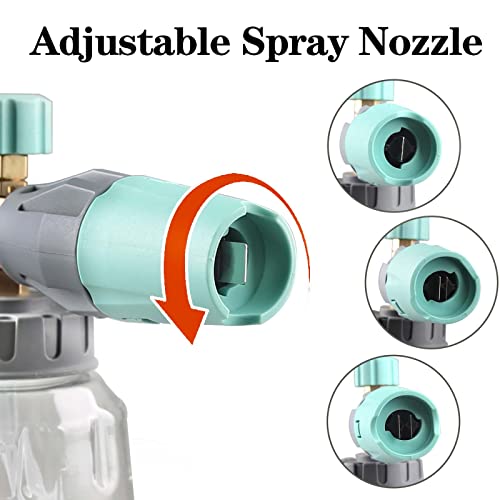 Sooprinse Foam Cannon, Adjustable Snow Foam Lance Transparent Body, Professional Car Foam Blaster with 1/4 Inch Quick Connector, 4000 PSI, 1L