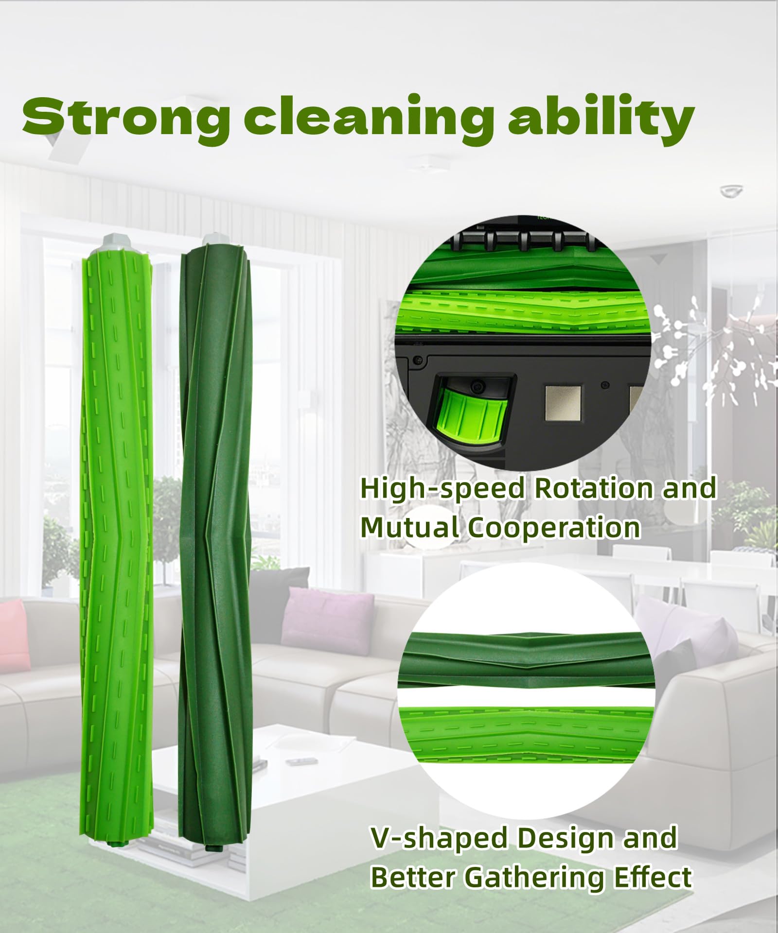 3 Set S9 Replacement Brushes Parts Fits For iRobot Roomba S9 (9150) S9+S9 Plus (9550) S Series Vacuum Cleaner,Vacuum Cleaner Rubber Roller Brushes