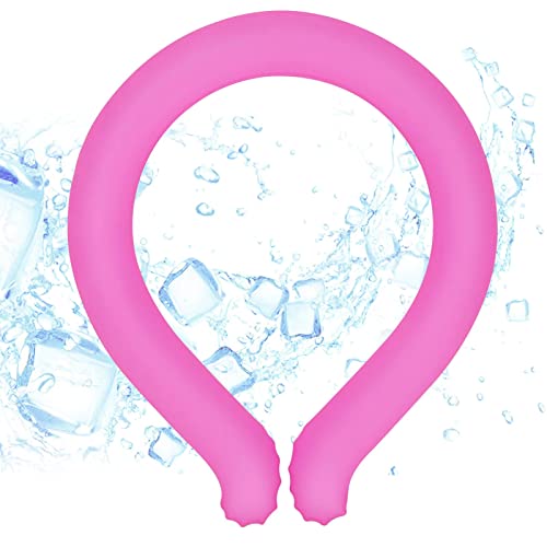 Maginno Neck Cooler, Wearable Cooling Tube Cool Neck Wraps for Extremely Hot Weather & Summer Heat, Hands Free Cold Ice Pack Gel for Outdoor Workers, Sports, Relief for Hot Flashes or Fever (Pink)