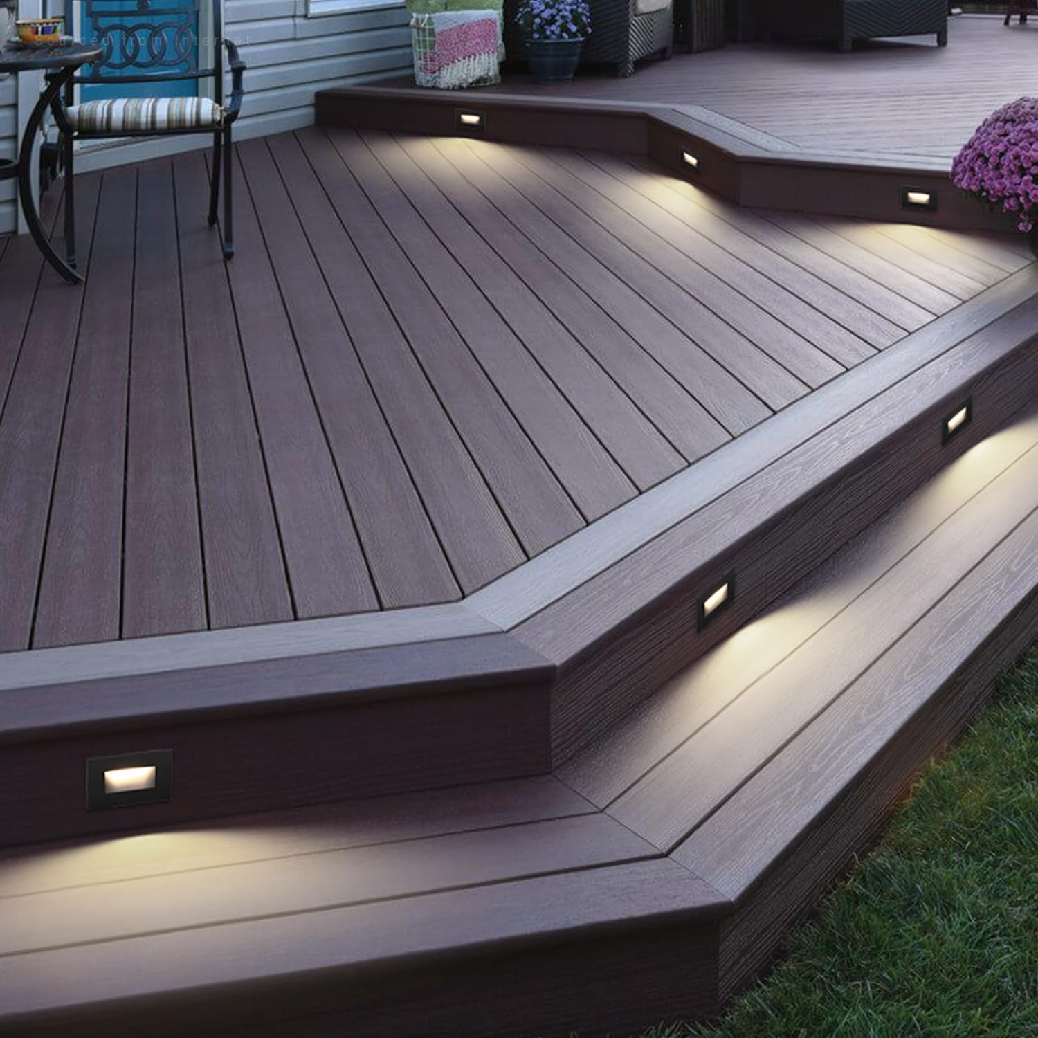 LEONLITE 12-Pack Black 5CCT 120V LED Step Lights, 150LM 5%-100% Dimmable Stair Lights Indoor Outdoor Wet Location, CRI90+ & ETL, 2700K/3000K/3500K/4000K/5000K Aluminum Staircase Lights